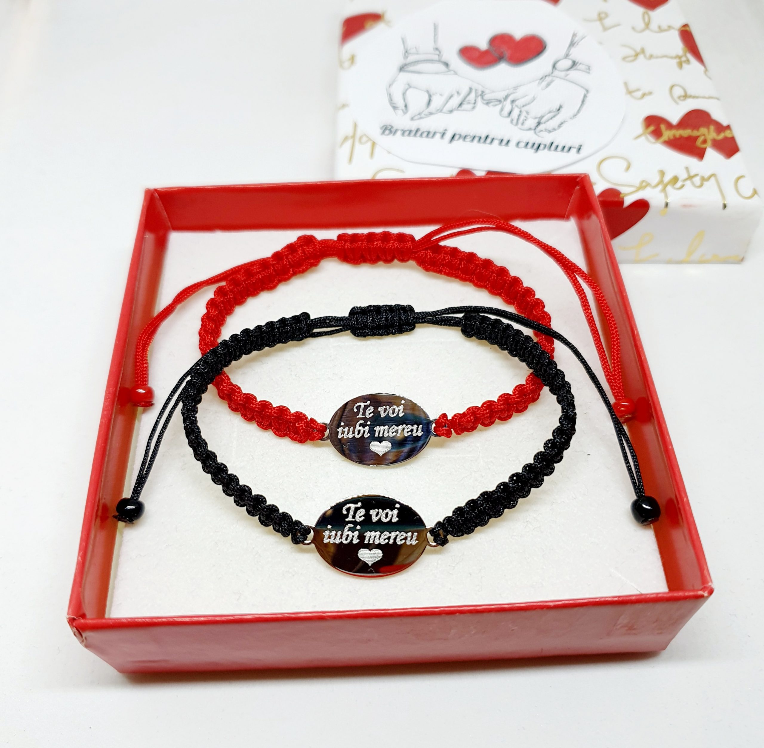 Set de 2 bratari cu dedicatia Te voi iubi mereu BPC310 - Brățări Pentru ...