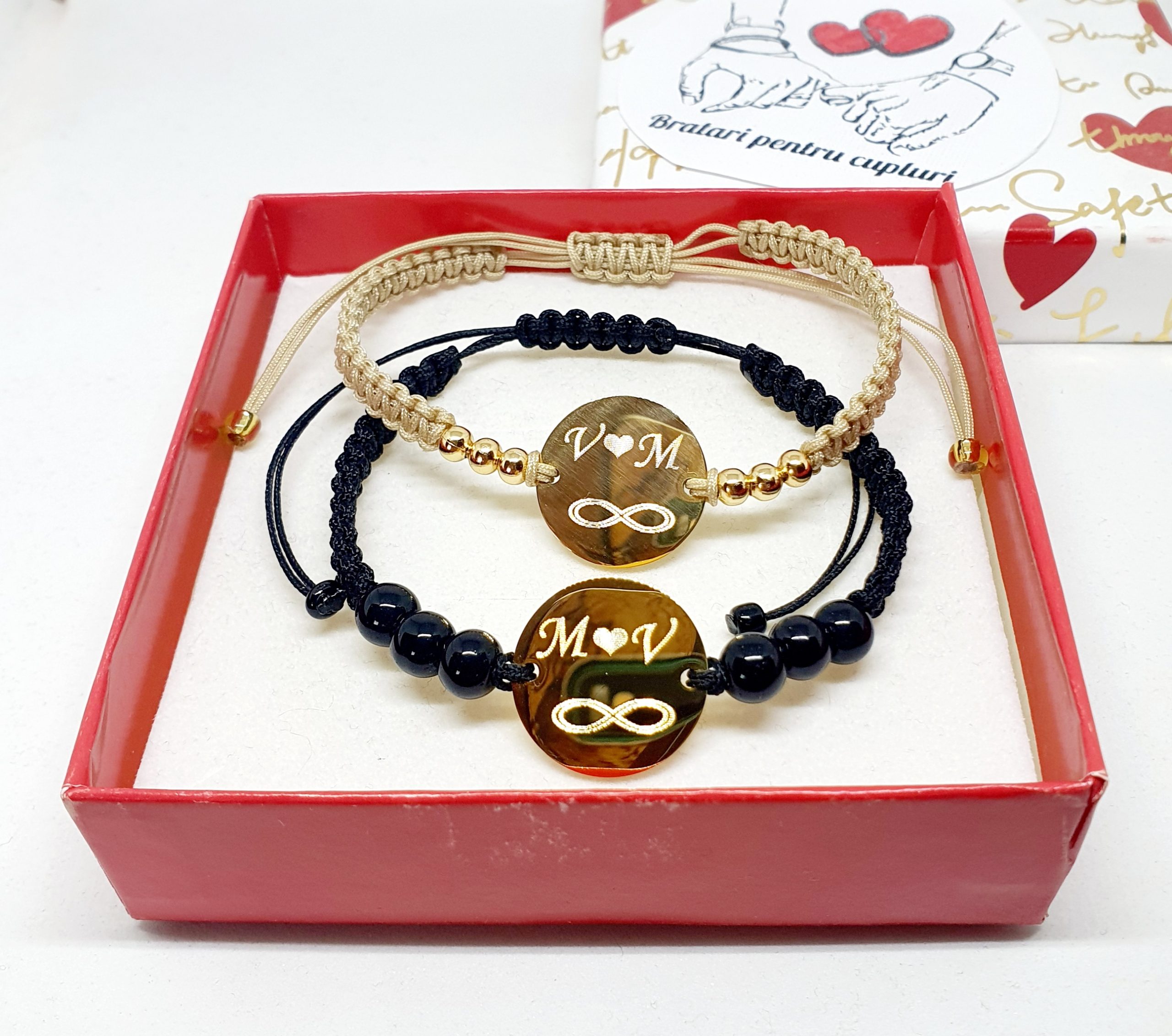 Set de 2 bratari cu initiale la alegere si semnul infinit BPC432 ...