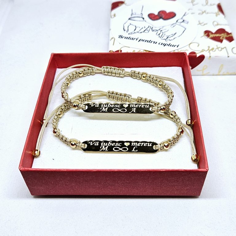 Set de 2 bratari personalizate cu mesaj si initiale la alegere BPC572 ...
